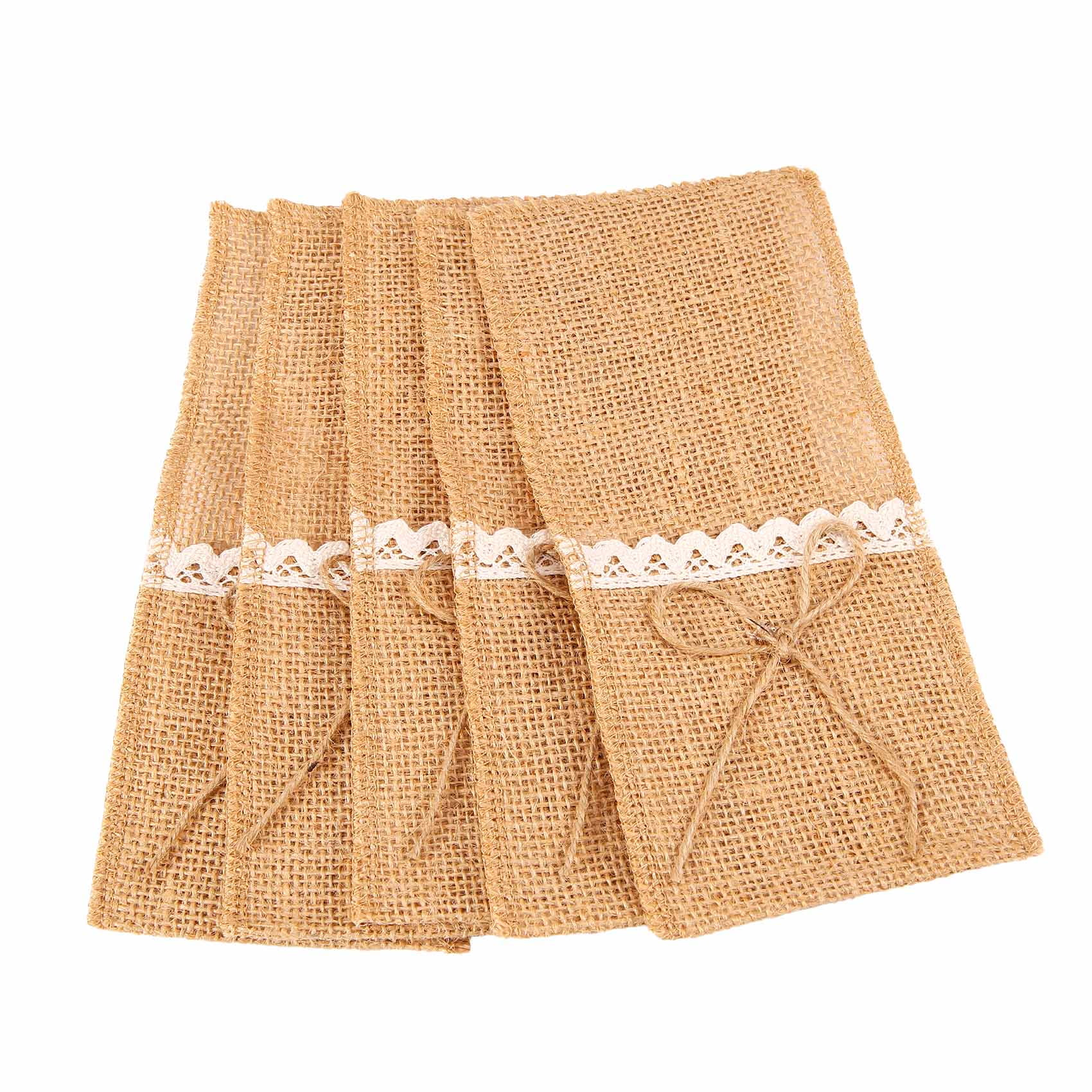 20PCS Country Wedding Table Silverware Holder Natural Burlap Cutlery ...