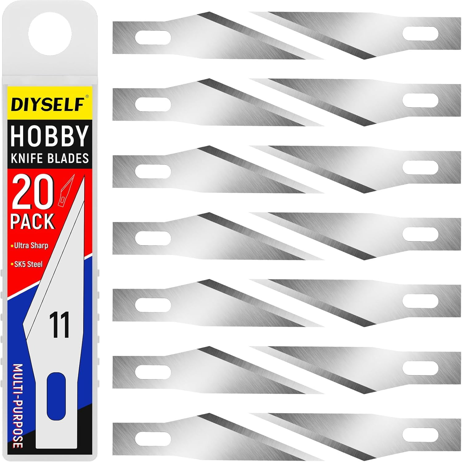 20PCS Craft Knife Blades, SK5 Carbon Steel #11 Exacto Knife Blades ...