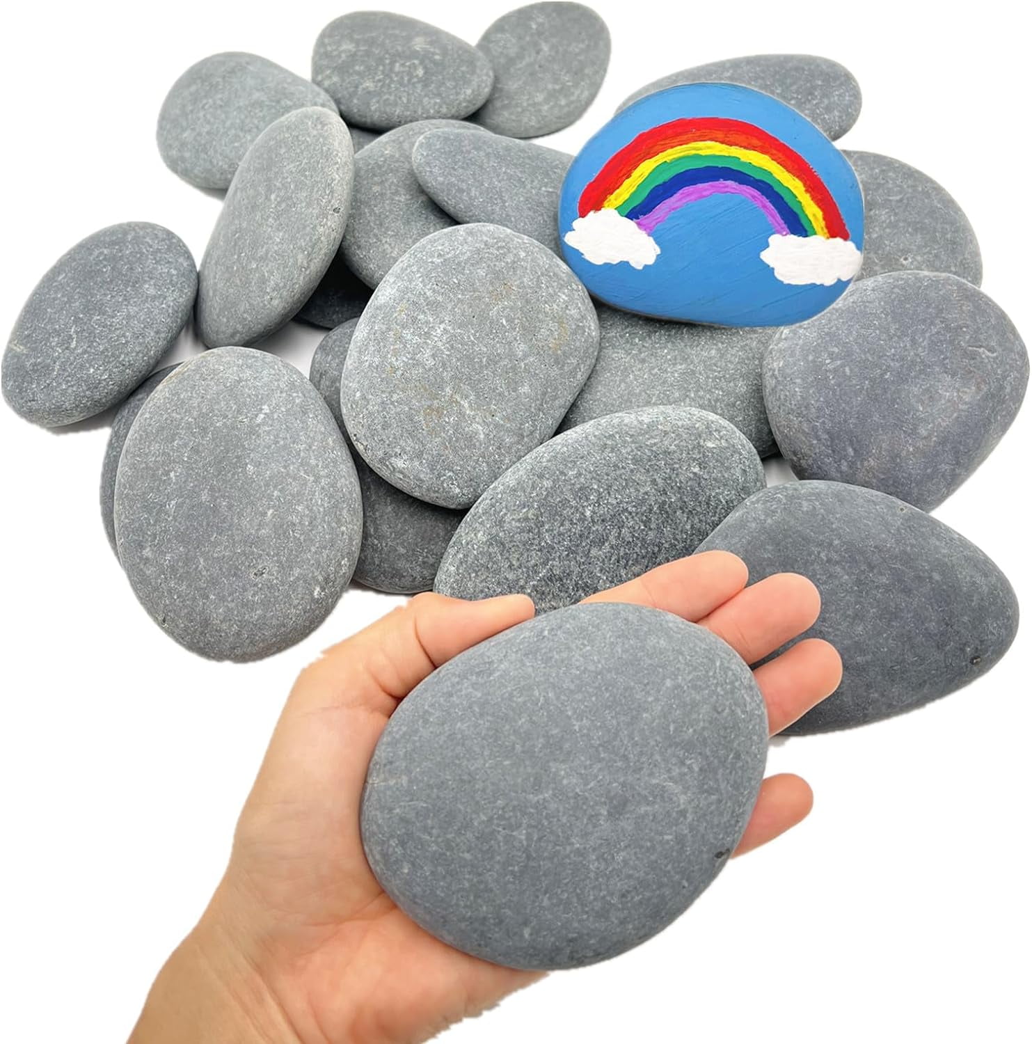 20PCS DIY Rocks 3"-4" Flat & Smooth for Painting, Arts, Crafts ...