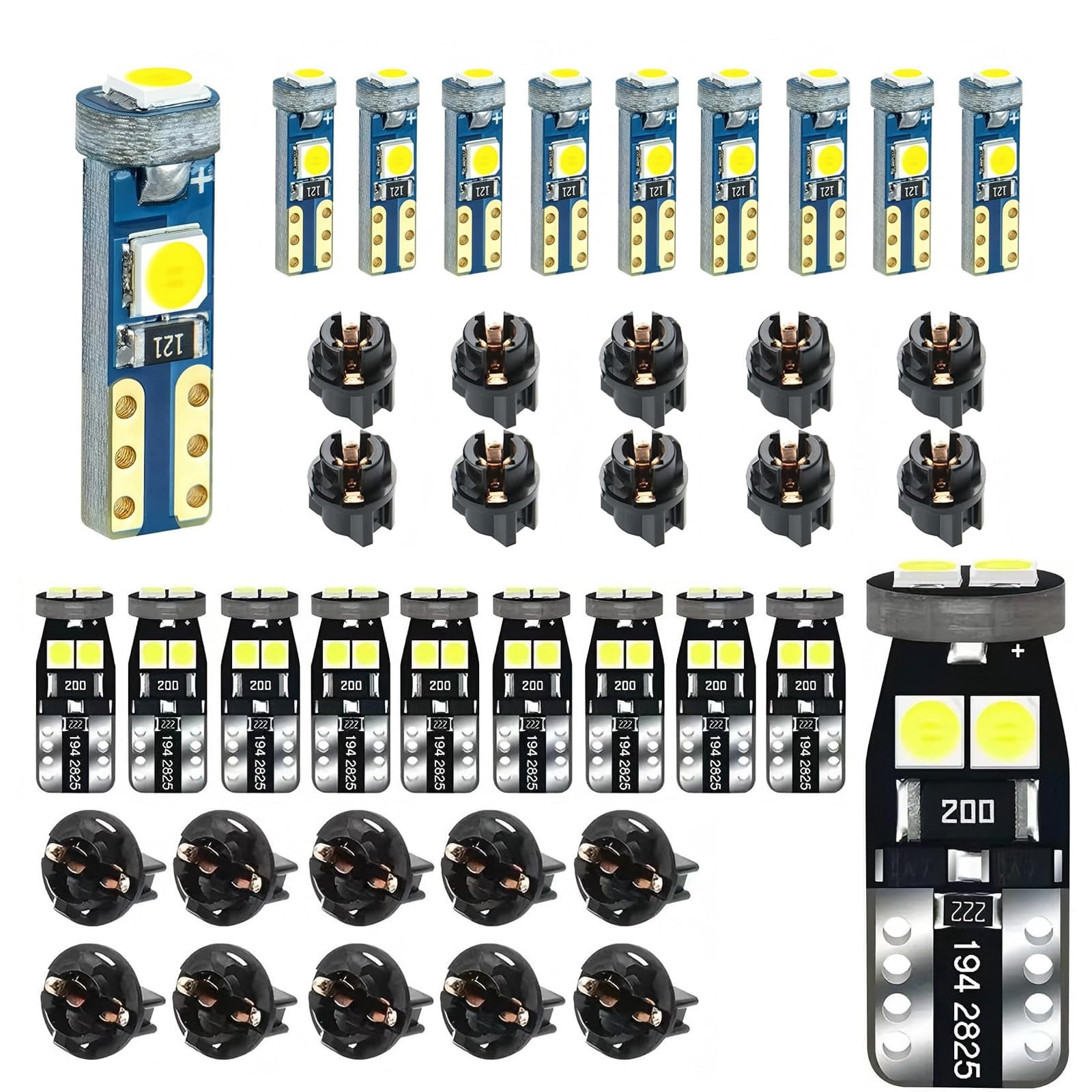 20PCS Dash Lights, T5 IFF17 T10 LED Bulbs with Twist Socket Instrument ...