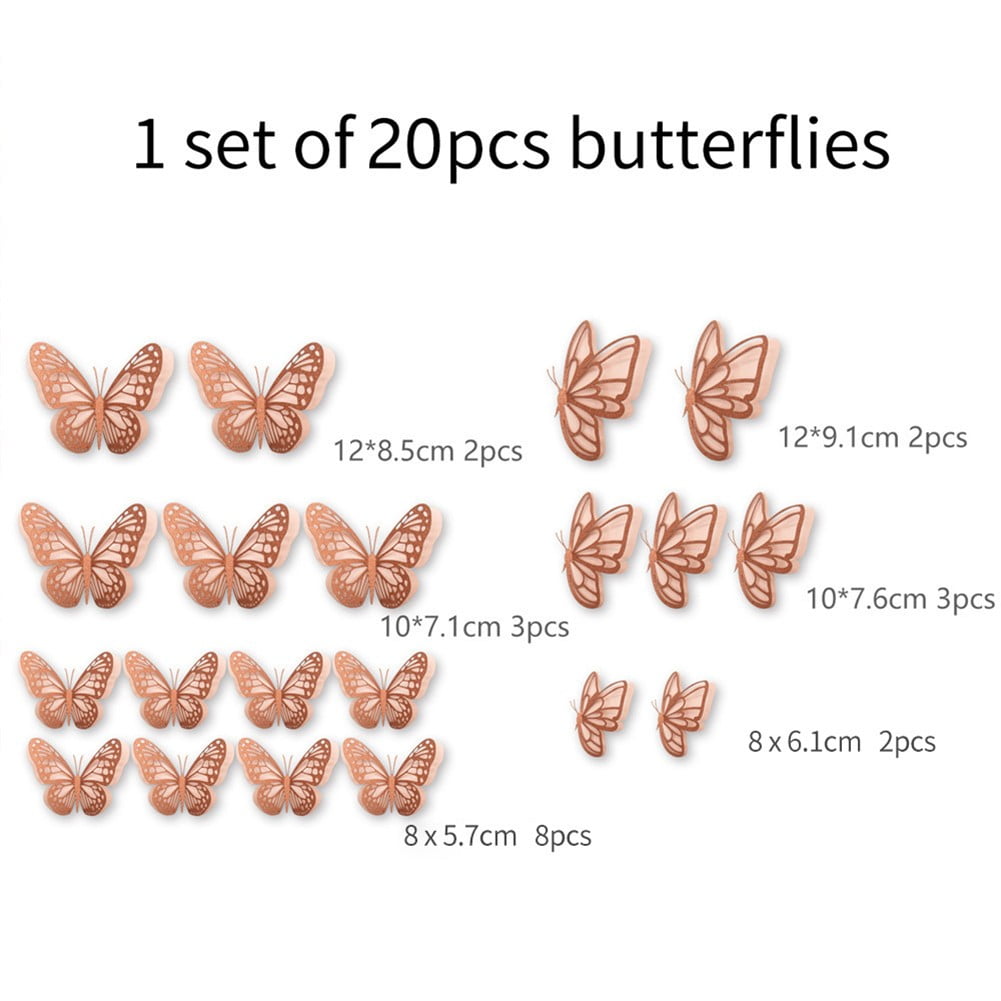 20PCS Double Layer Hollow Butterfly Wall Sticker Wedding Festival ...