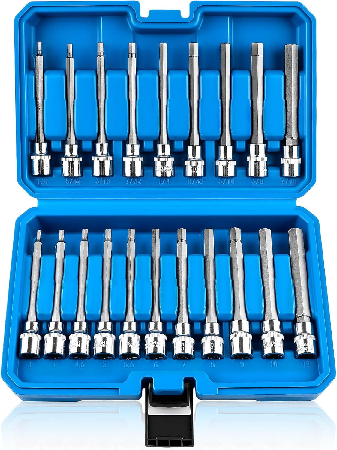 20PCS Extra-Long Allen Hex Bit Socket Set, 3/8 Inch Drive Allen Socket ...