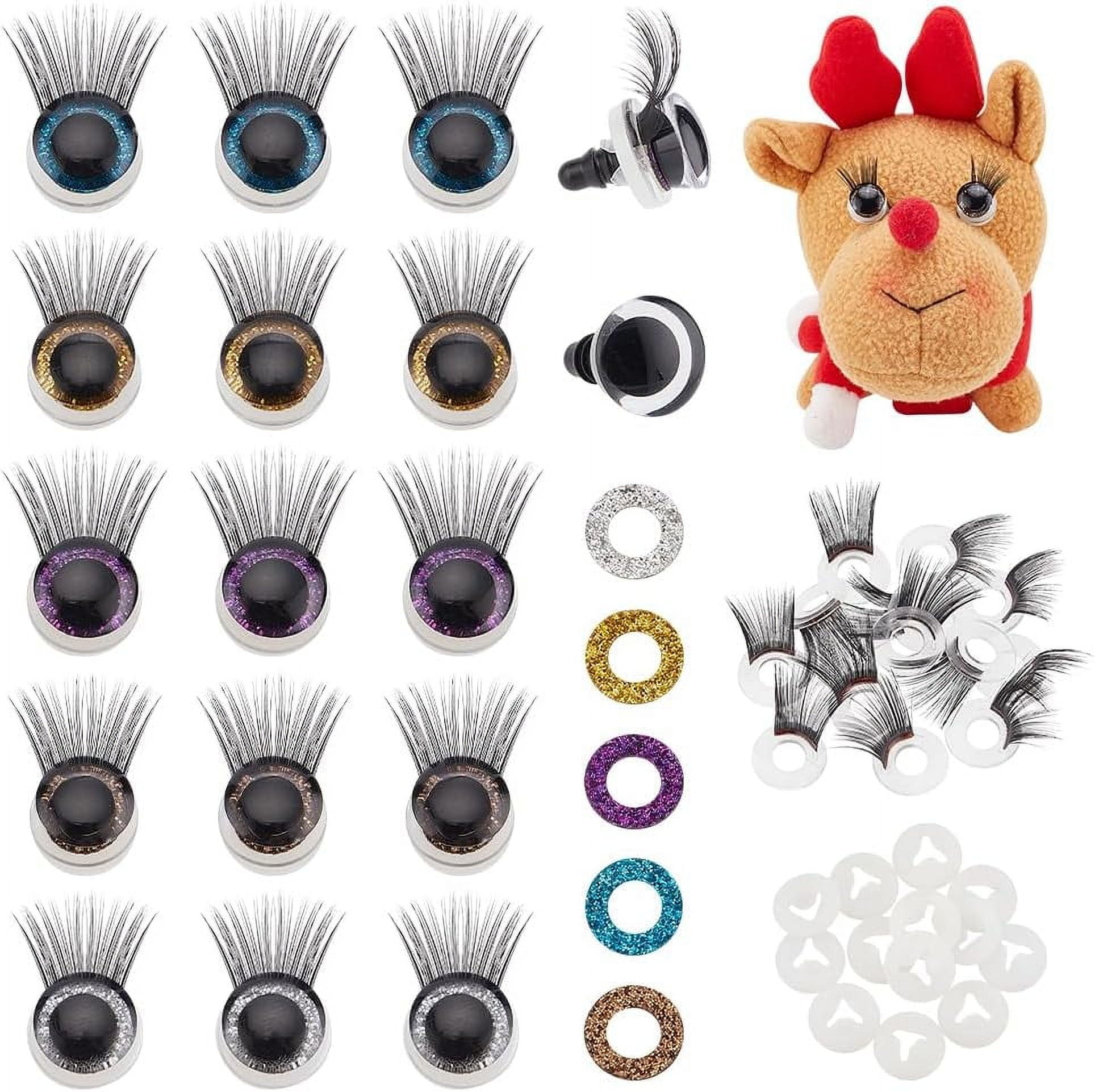 20PCS Glitter Safety Eyes with Eyelash 5 Colors Plastic Craft Eyes ...