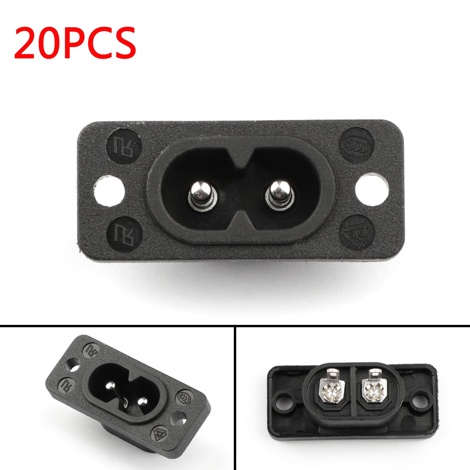 20PCS IEC320 C7 2 Pin FeMale Power Socket With Switch 2.5A 250V For ...