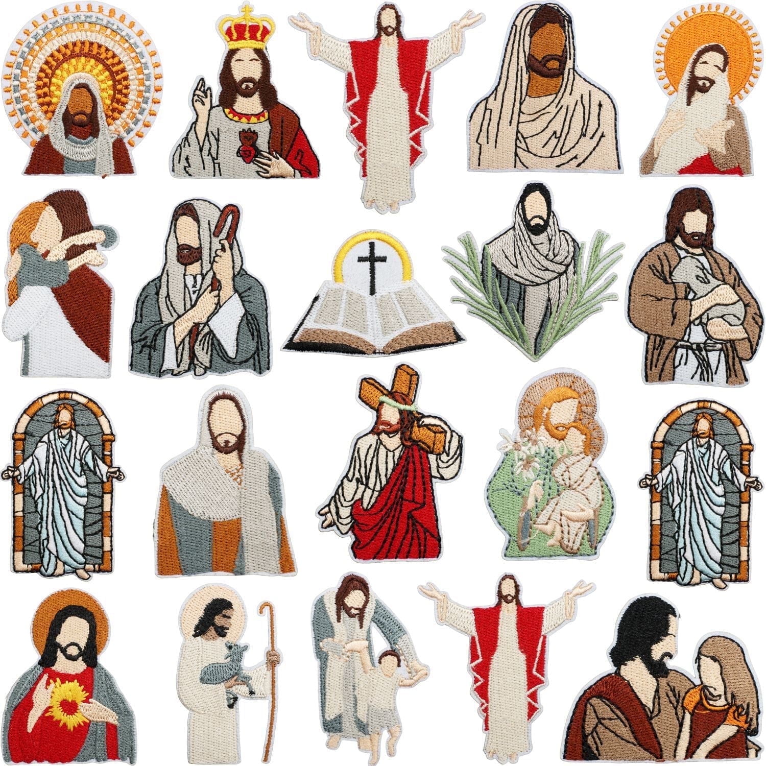 20PCS Jesus Iron On Patches for Clothing, Jesus Embroidered Decals Iron ...