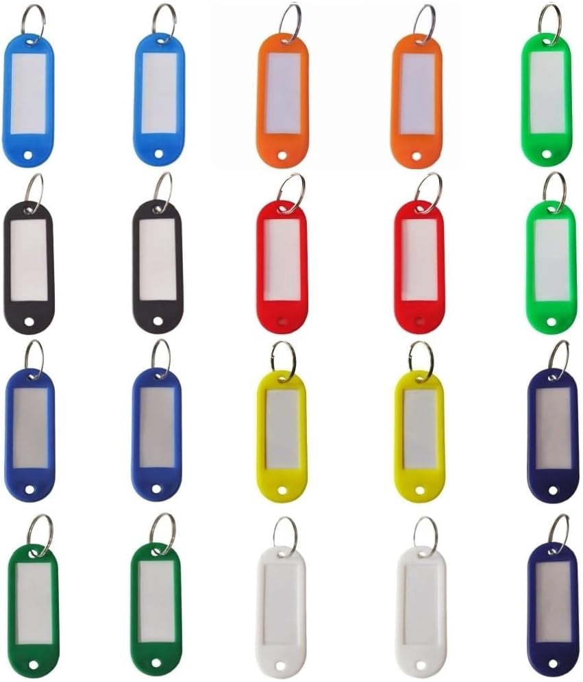 20PCS Key Tags, 10 Assorted Colors Soft Plastic Keychain Labels ...