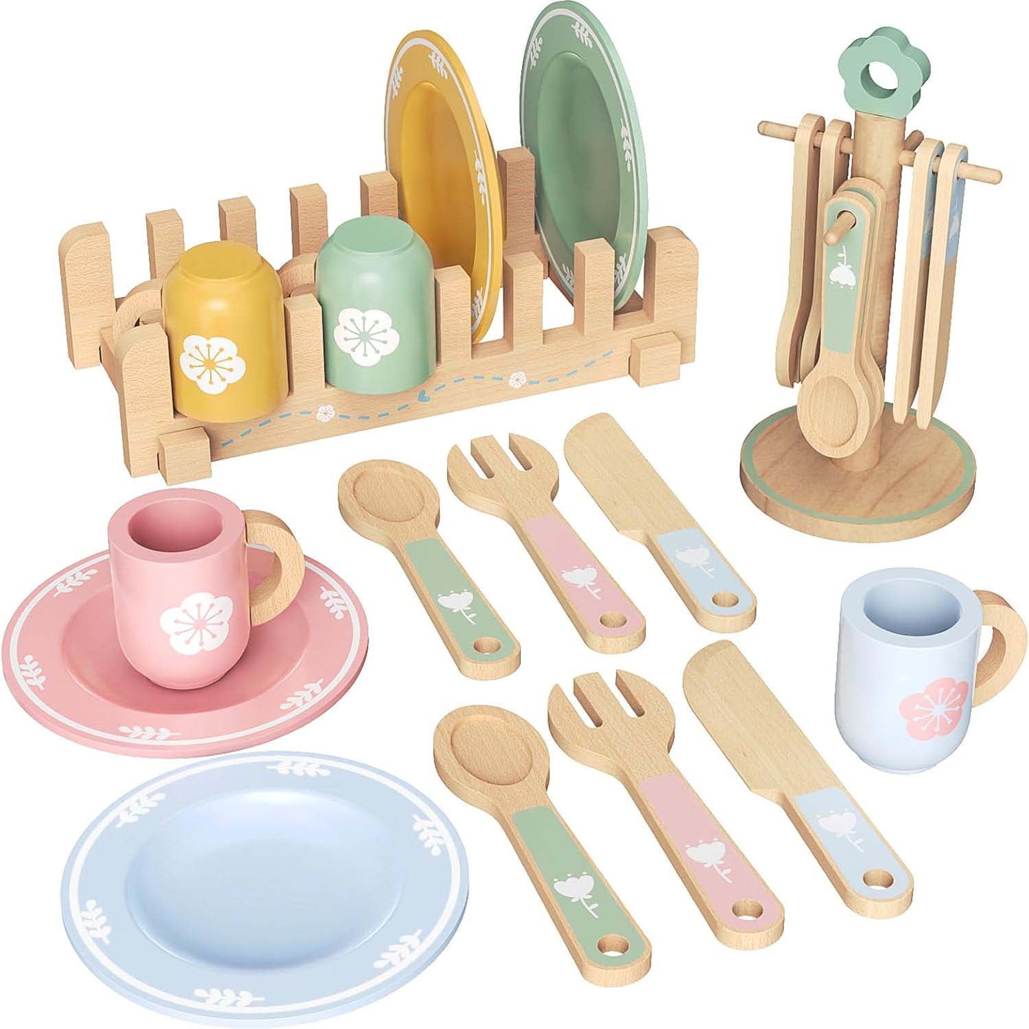 20PCS Kids Kitchen playset Wooden Kitchen Set for Girls and Boys ...