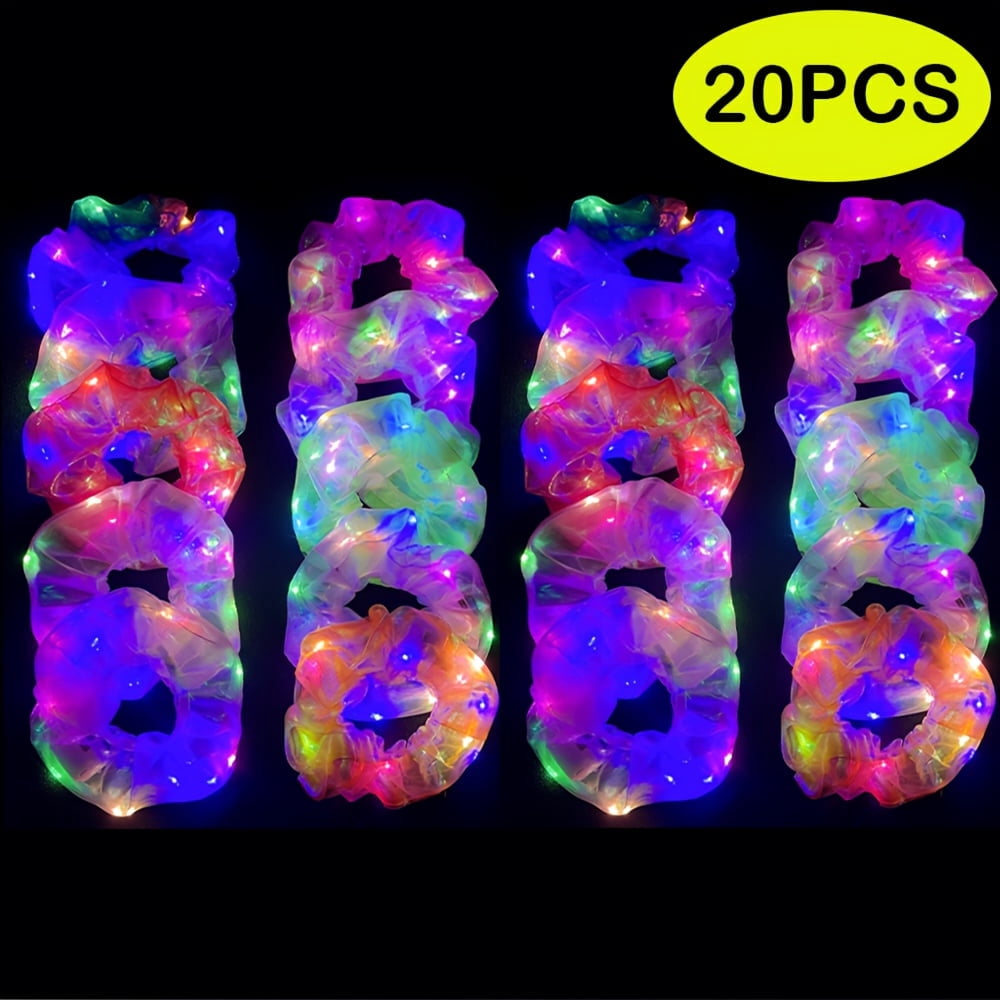 20PCS LED Scrunchies, Light up Women Luminous Hair Strands, Colorful ...