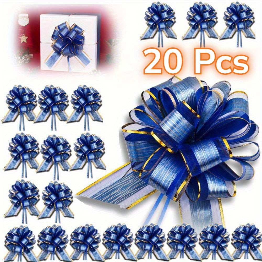 20PCS Large Pull Bow Gift Wrapping Bows, Wedding Gift Blue Ribbon Bow ...