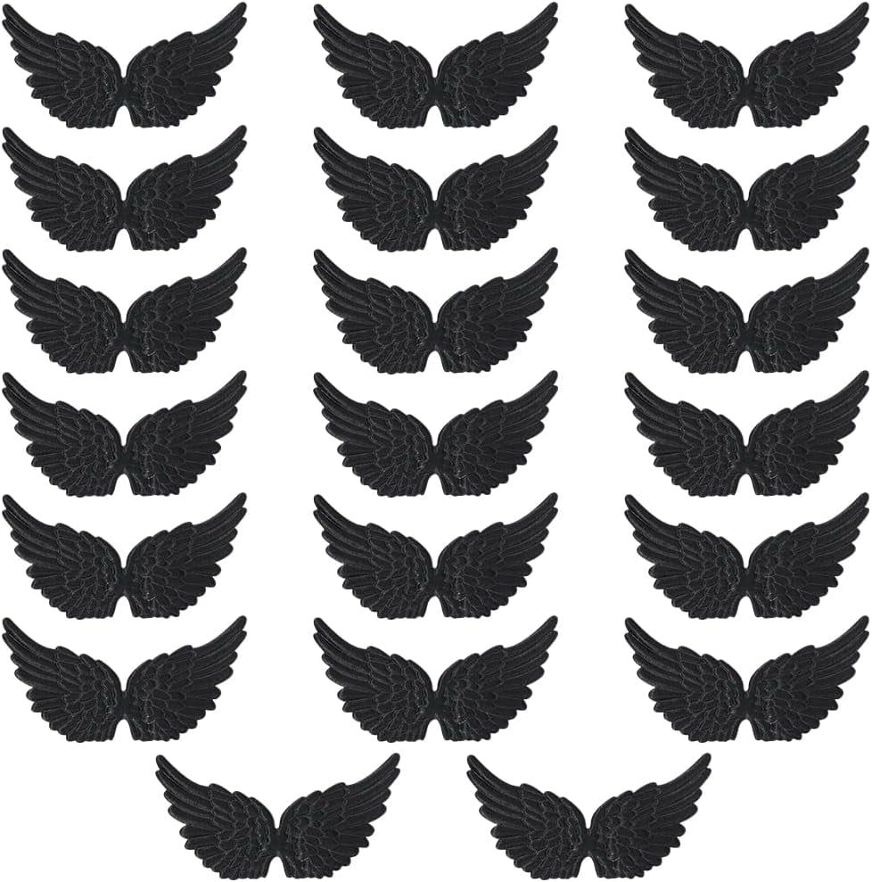 20PCS Laser Angel Wings Fabric Embossed Patches Applique Black Mini ...