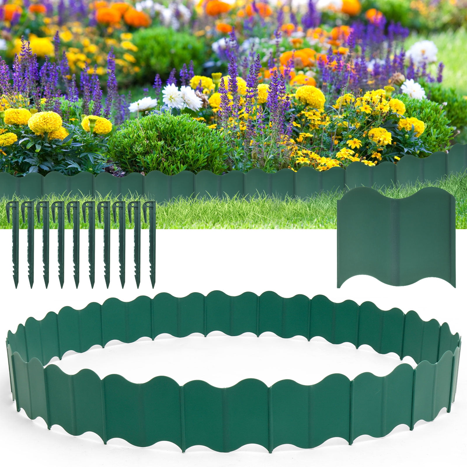 20PCS Lawn Gardens Fence Edgings Kit Easy to Install Versatile Edging Border No Dig Landscape ...