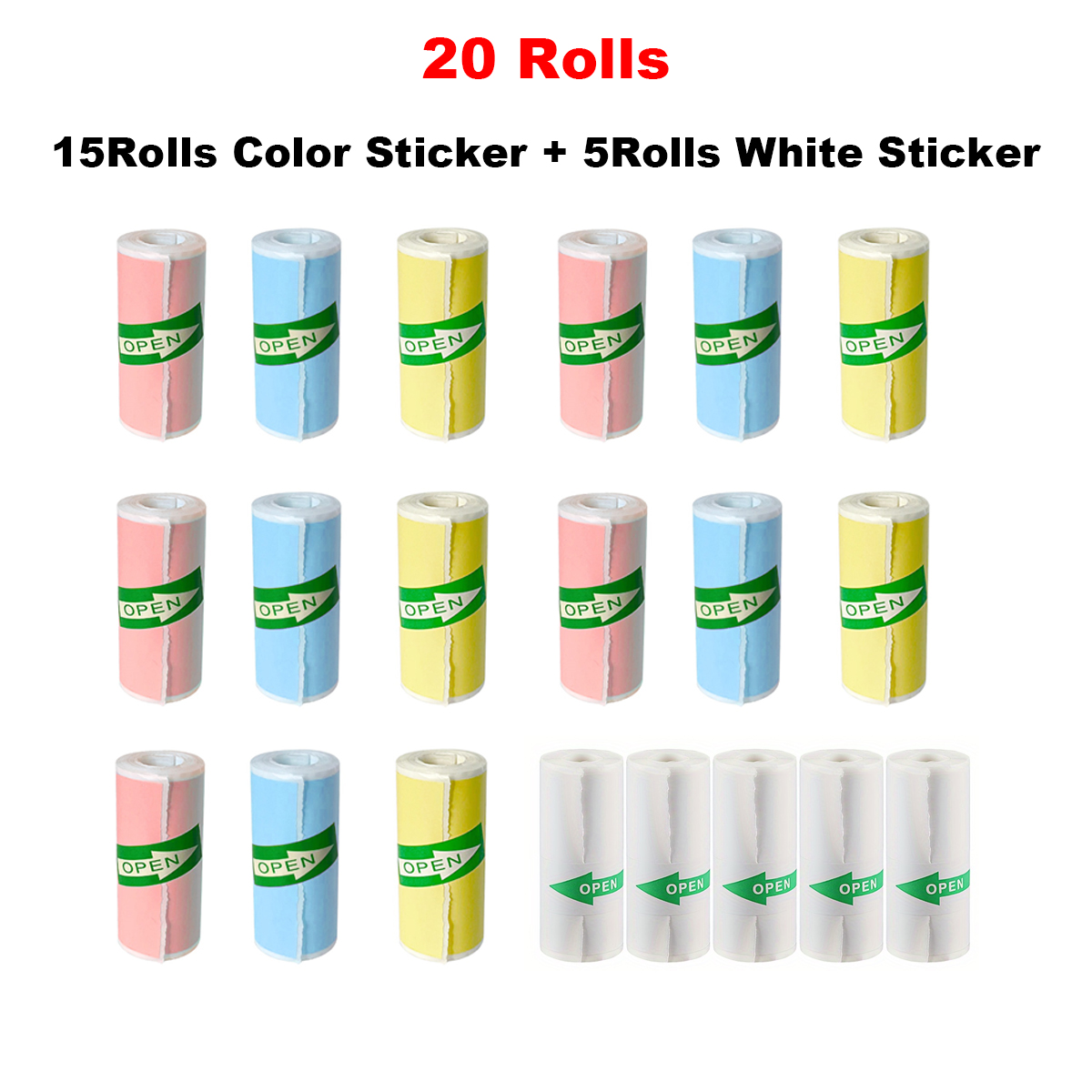 20PCS Mini Printer Paper Thermal Sticker Paper Self-adhesive Printer ...