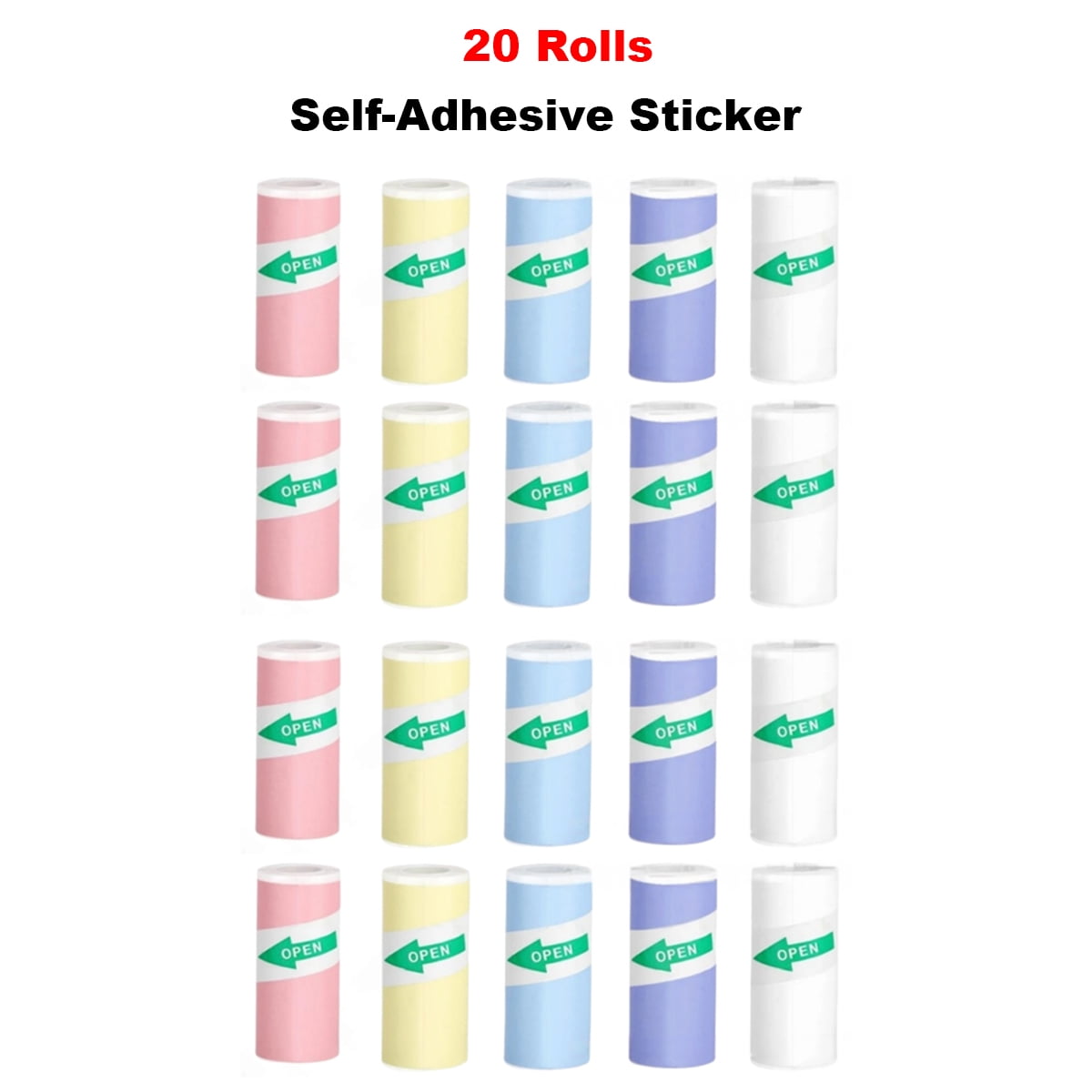 20PCS Mini Printer Paper Thermal Sticker Paper Self-adhesive Printer ...