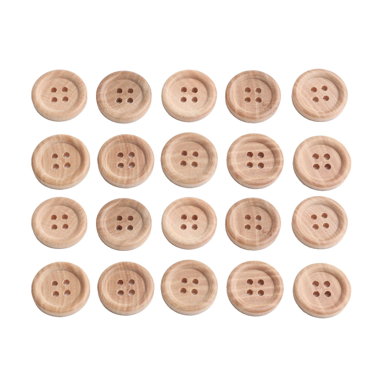 20PCS Multi Sizes Round Wooden Buttons Natural Color 4-Holes Clothing ...