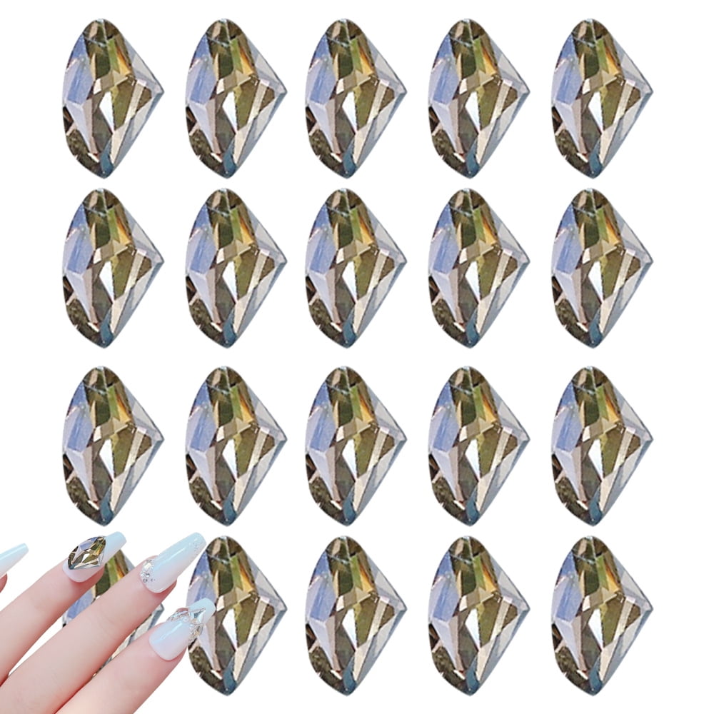 20PCS Nail Art Rhinestones, 3D Flat Back Gems Crystals for Nail Design ...
