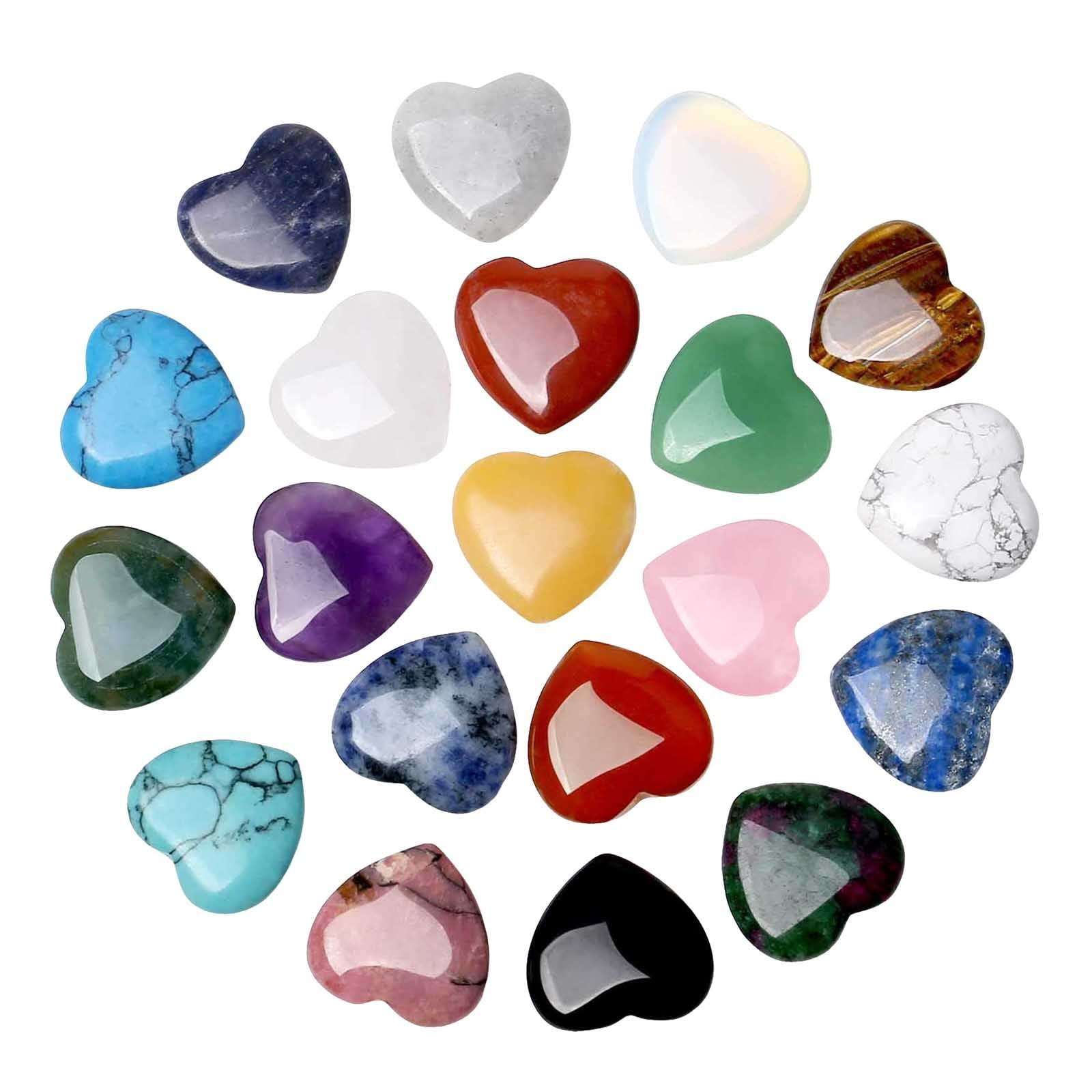 20PCS Natural and Healing Stones Set Valentine's Day Bulk Gifts Heart ...