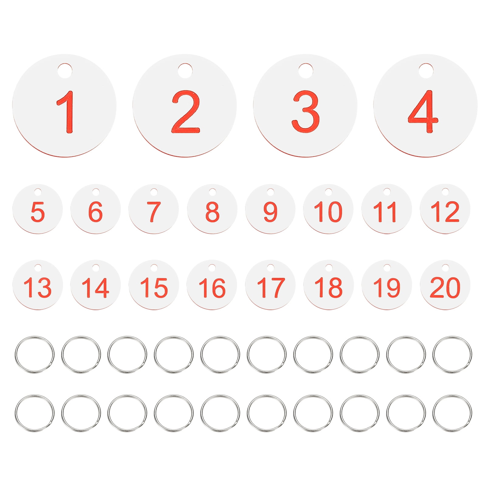 20PCS Number Tags 1-20, Number Key Tags Plastic Numbered Tags Key Tags ...