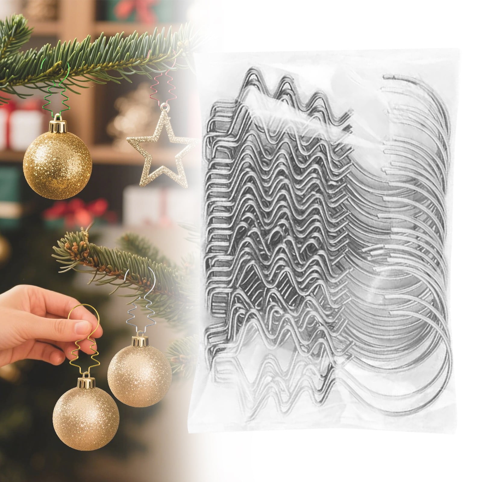 20PCS Ornament Hooks for Christmas Trees, Christmas Hooks with Festive ...