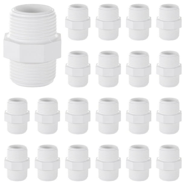 20PCS PVC Nipple Male Threaded Coupling Adapter Connectors, 1-1/2" PVC ...