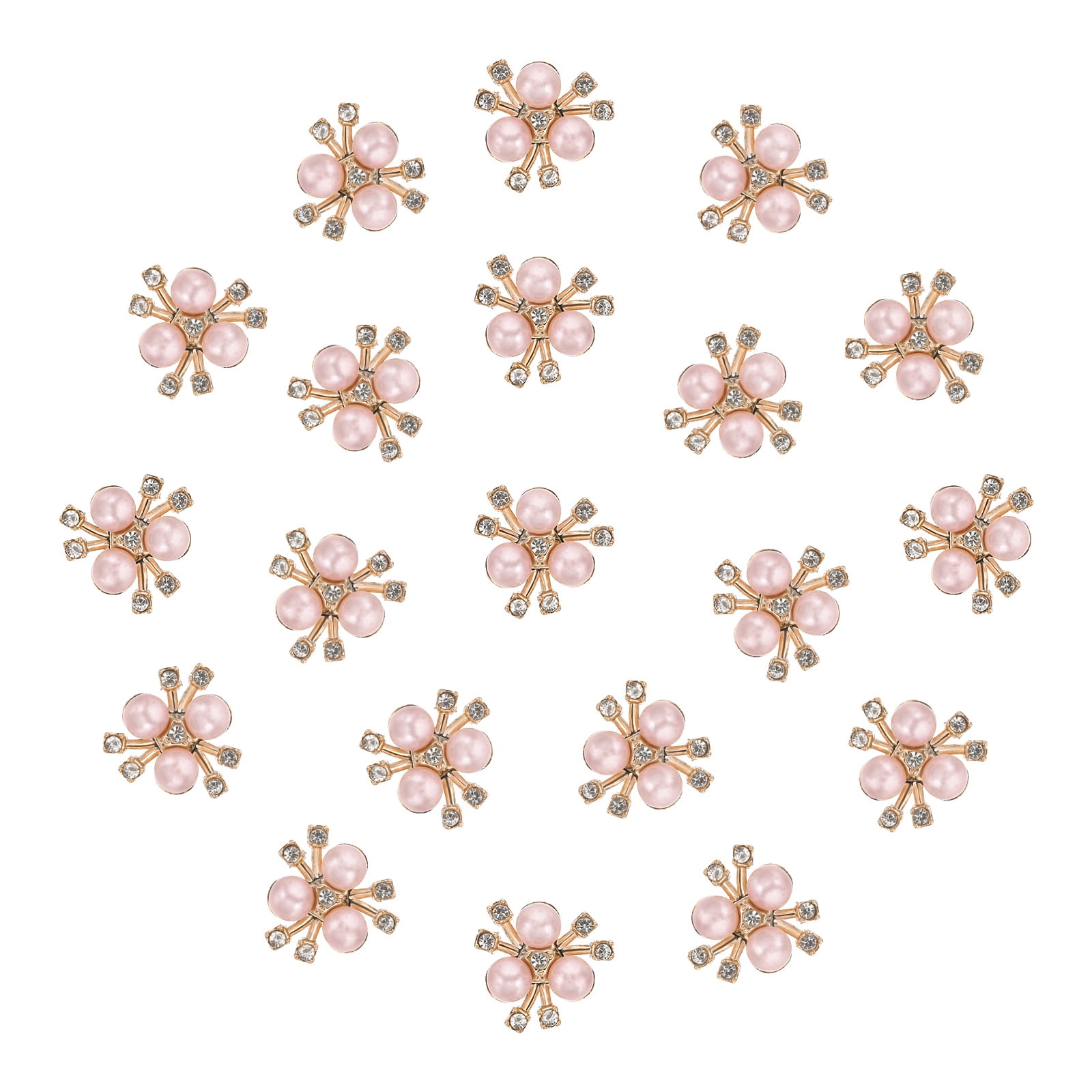 20PCS Pearl Flower Buttons, Rhinestone Pearl Flower Buttons ...
