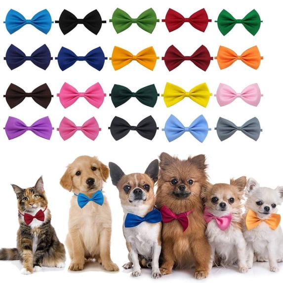 20PCS Pet Dog Bow Ties Collar Adjustable Cat Bow Ties Neck Bows Bulk ...