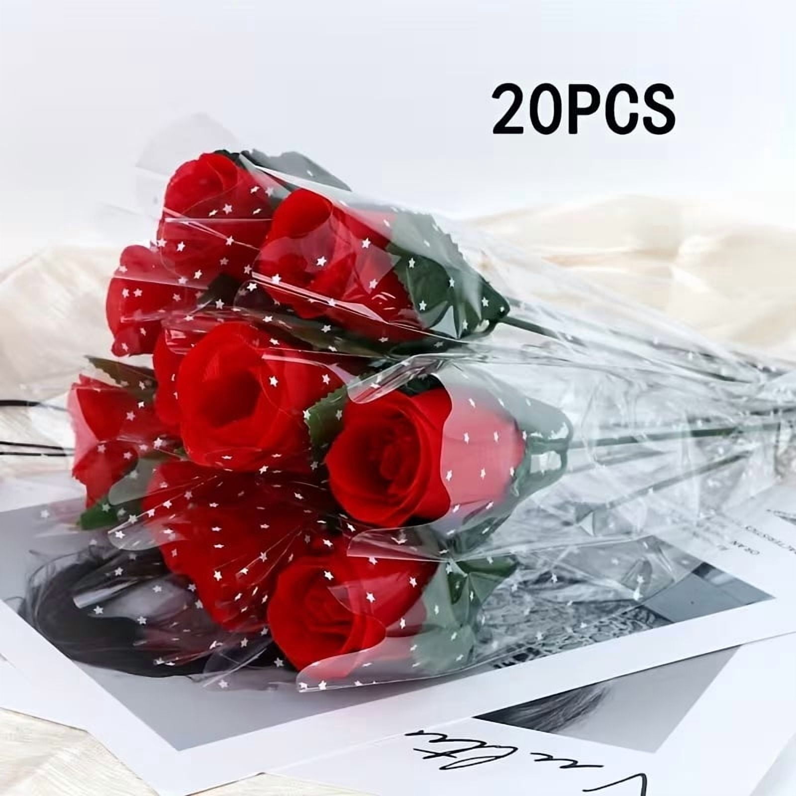 20PCS Premium Simulated Red Rose Bouquet - Valentine's Day Desktop ...
