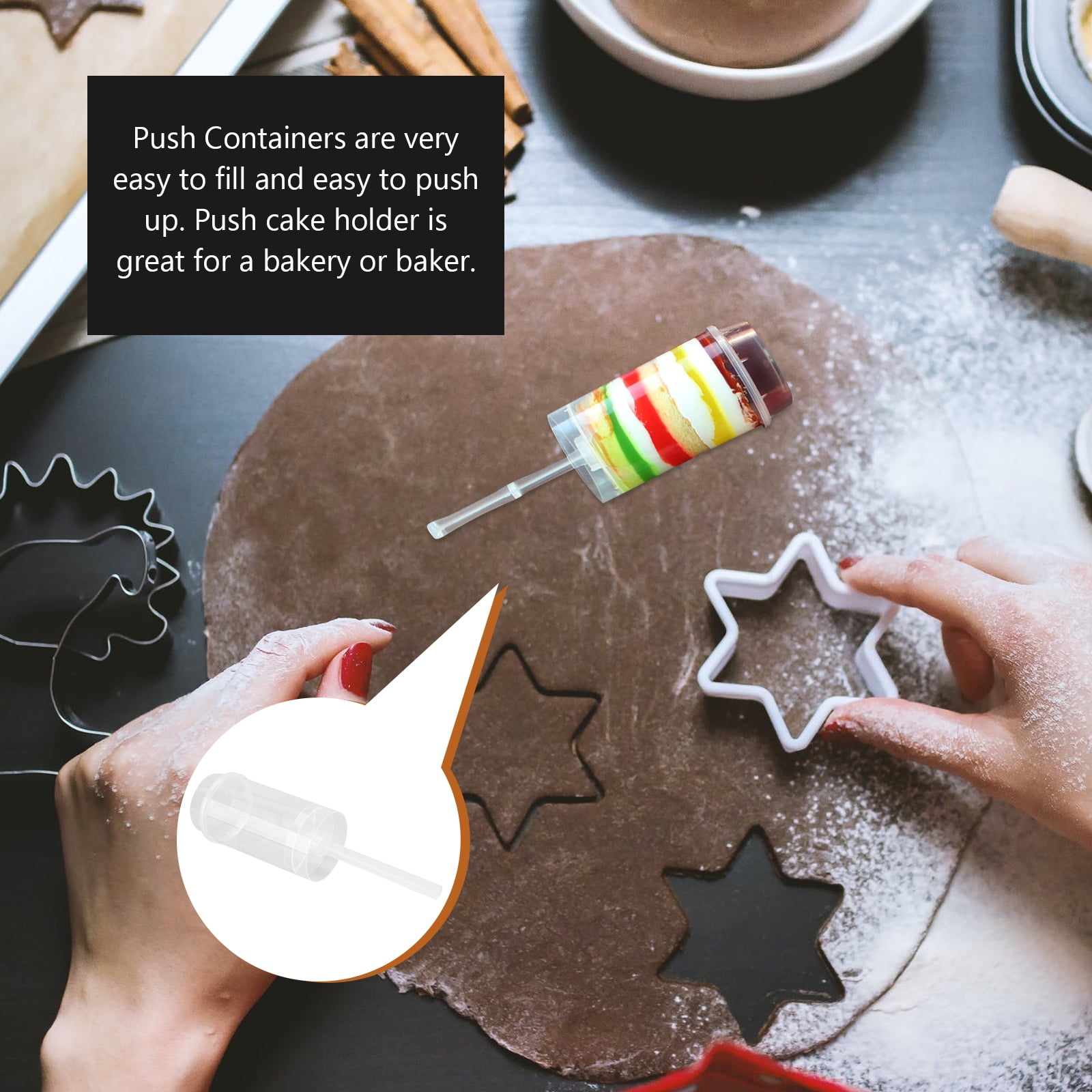 20PCS Push Cake Shooter Containers With Lids Cylinder Shaped For Diy ...