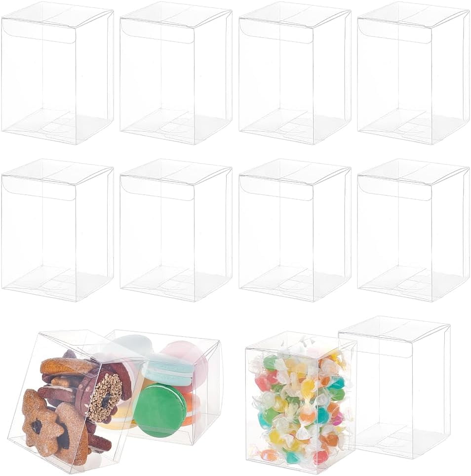 20PCS Rectangle Clear Plastic Gift Box 2.75x2.75x3.93inch PVC Plastic ...