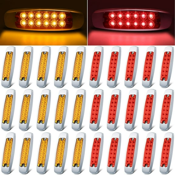 20 PCS 12-LED Amber Side Marker Light Clearance Truck Trailer For ...
