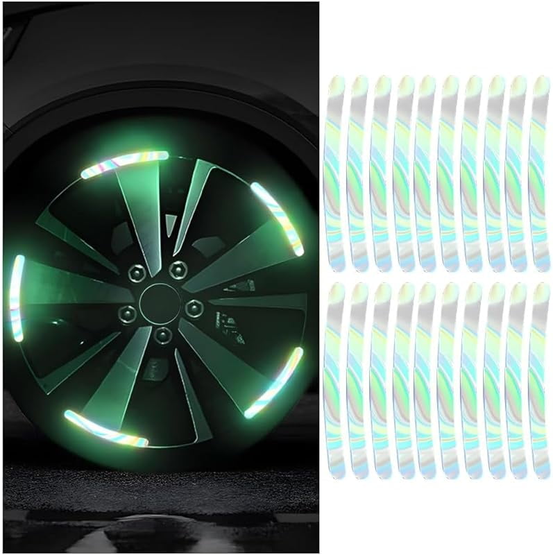 20PCS Reflective Car Wheel Decorative Stripe Stickers, Anti Scratch ...