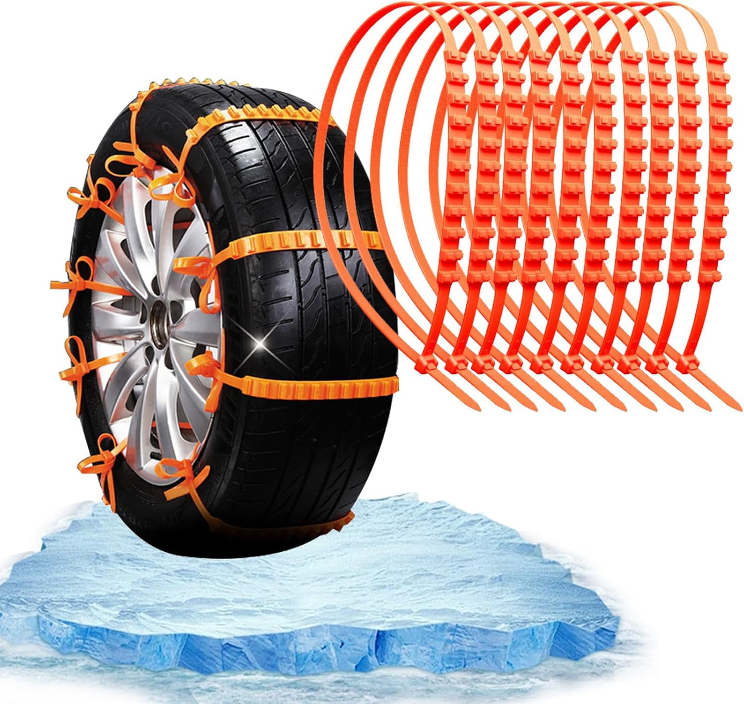 20PCS Reusable Anti Snow Chains of Car,Snow Tire Chains,Universal Adjustable Emergency Portable ...