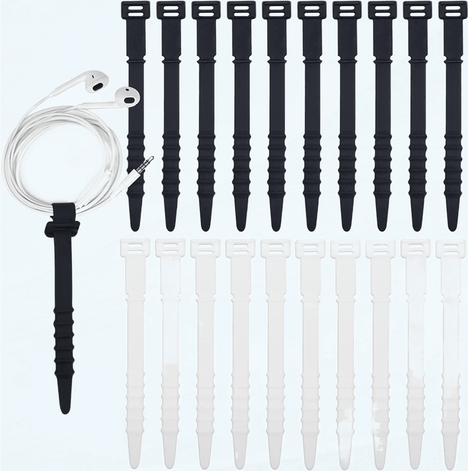 20PCS Reusable Cable Zip Ties, Removable Silicone Zip Ties Elastic, 4 ...