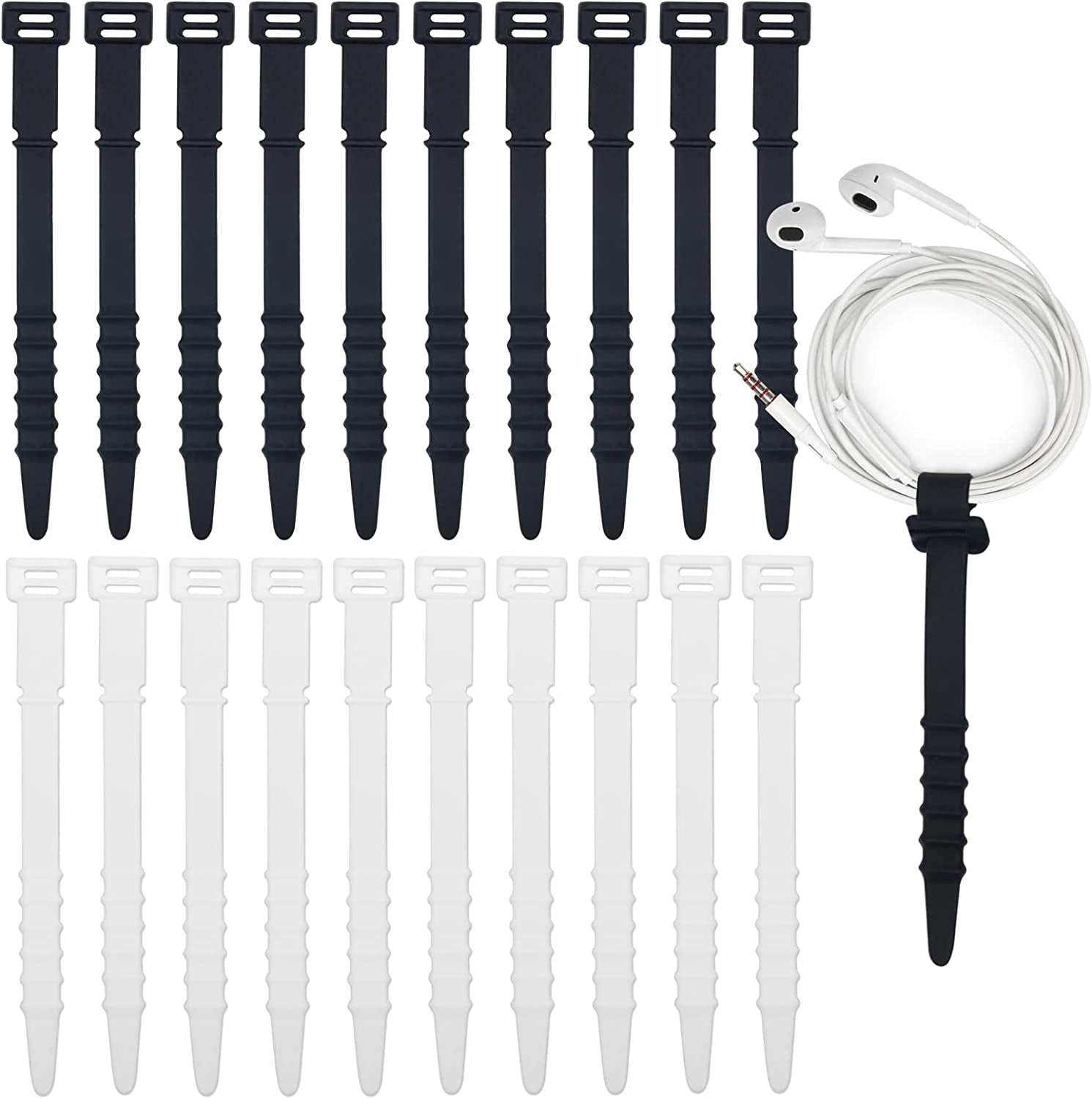 20PCS Reusable Cable Zip Ties, Removable Silicone Zip Ties Elastic, 4 ...