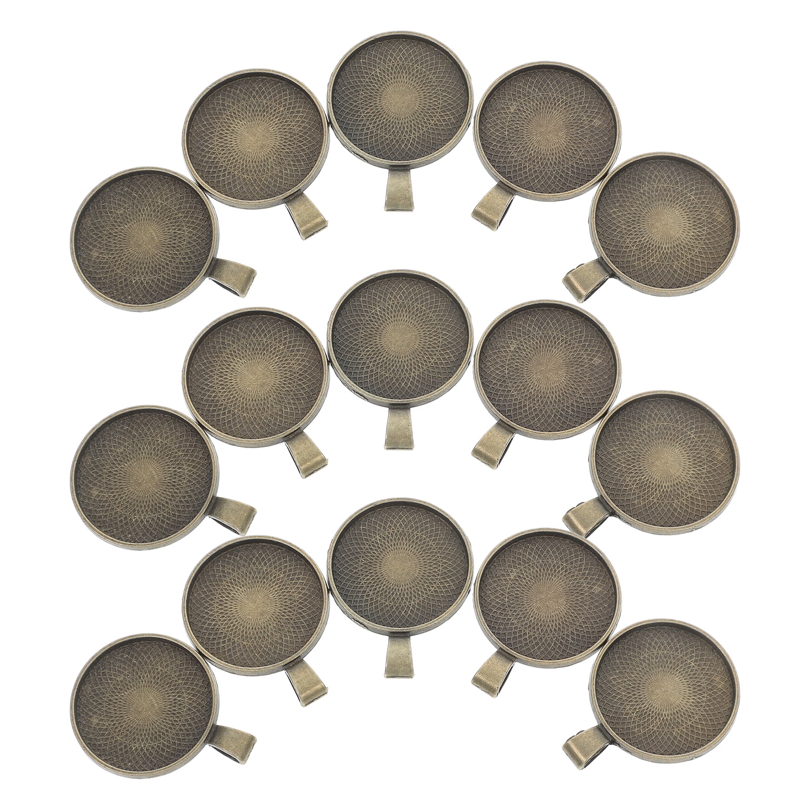 20PCS Round Pendant Bezel Blanks Metal Blank Base Trays DIY Jewelry ...