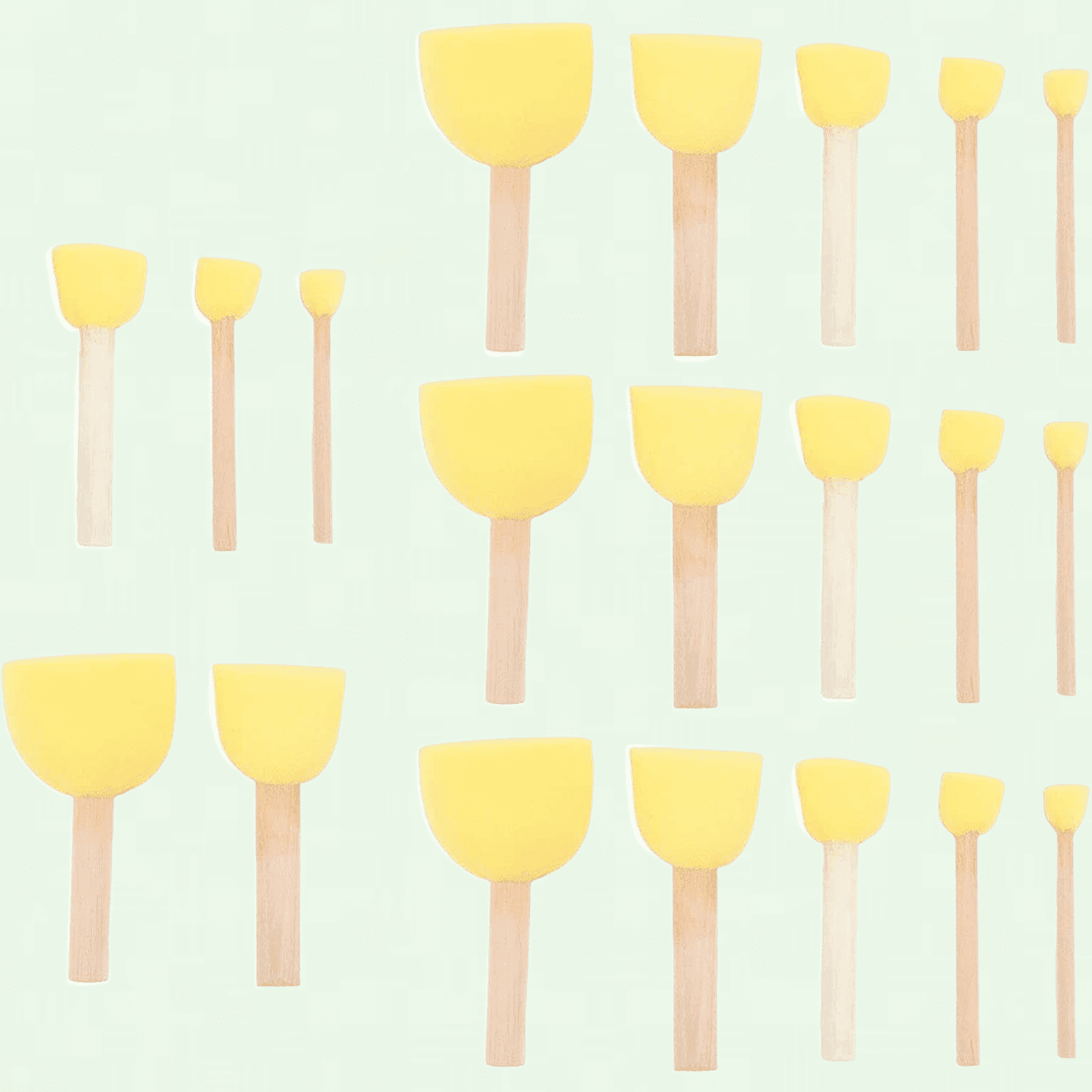 Round Sponge Brush Set of 20, DIY Yellow Mushroom Stick Painting Tools ...