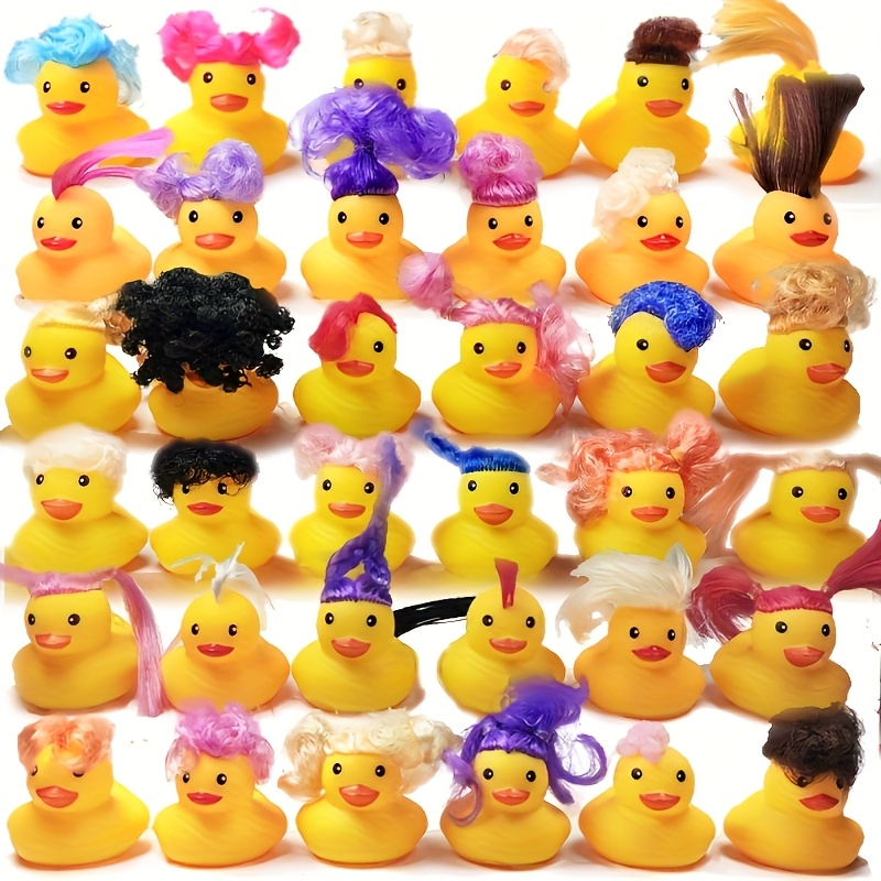 20PCS Rubber Ducks, Rubber Ducks with Colorful Hairs for Children Ages ...