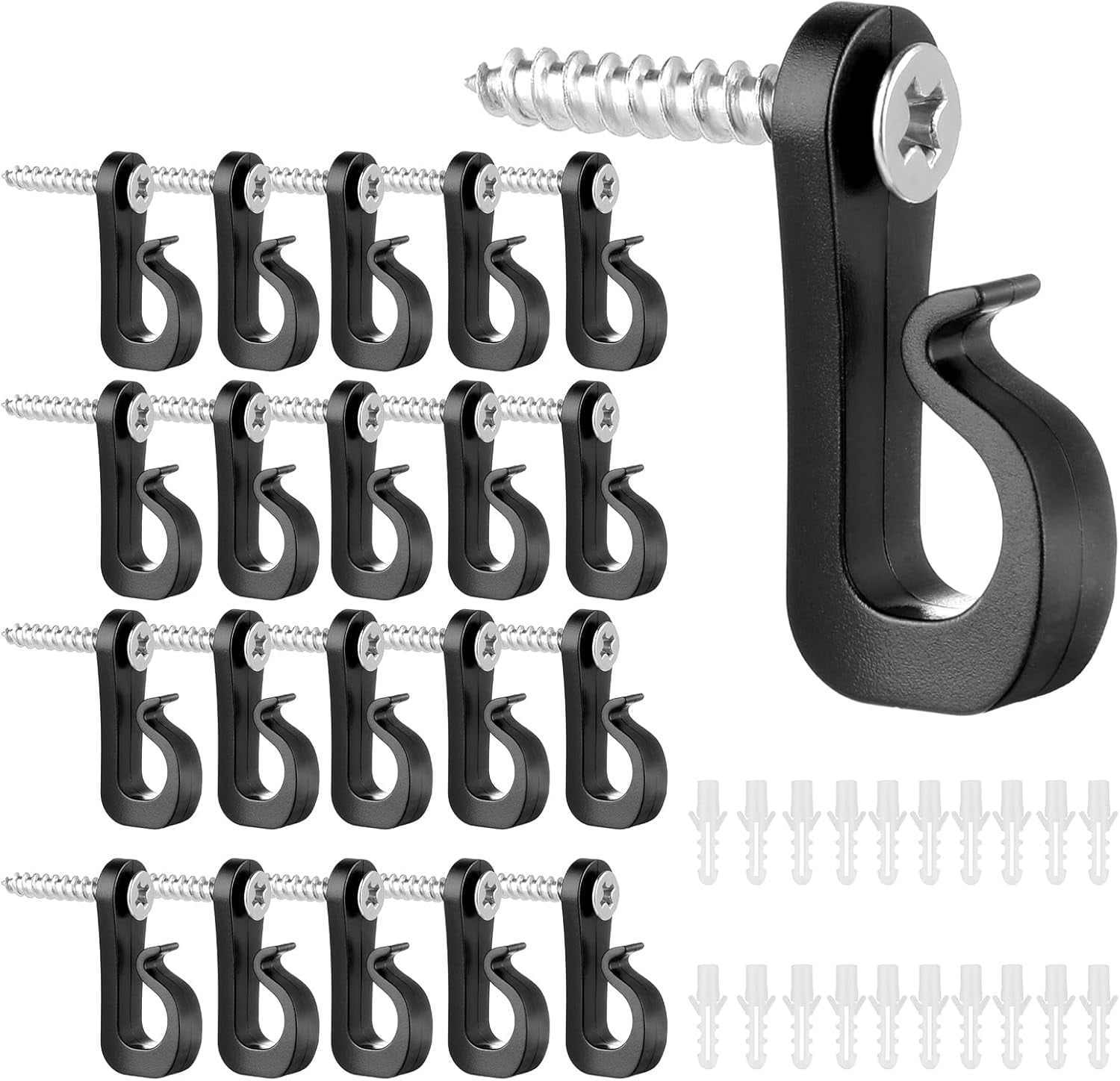 20PCS Screw in Hooks for Outdoor String Lights, Screw Hooks for Light ...
