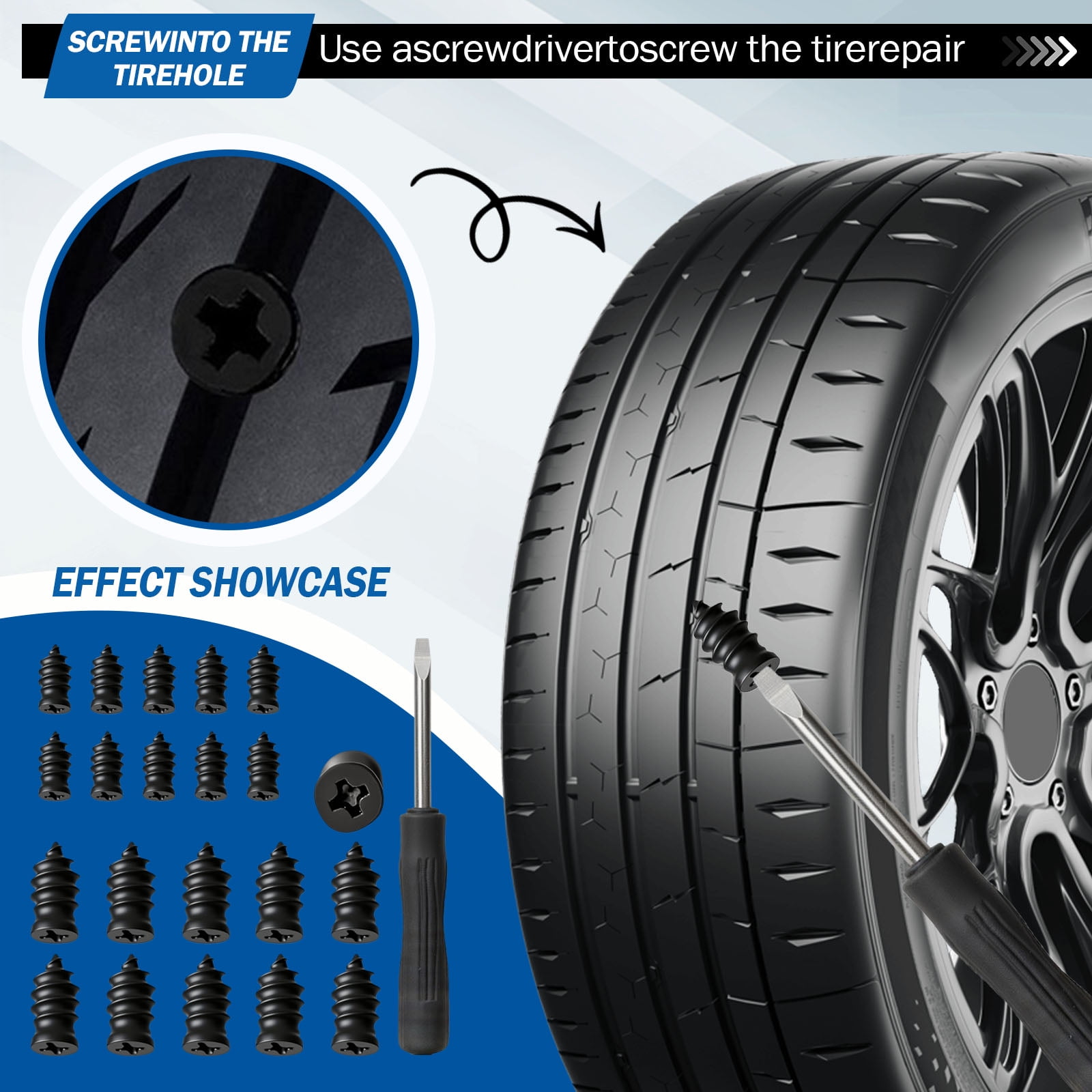 20PCS Screw-In Tire Repair Plugs – 2-Size 2026 New Rubber Nails Kit for ...