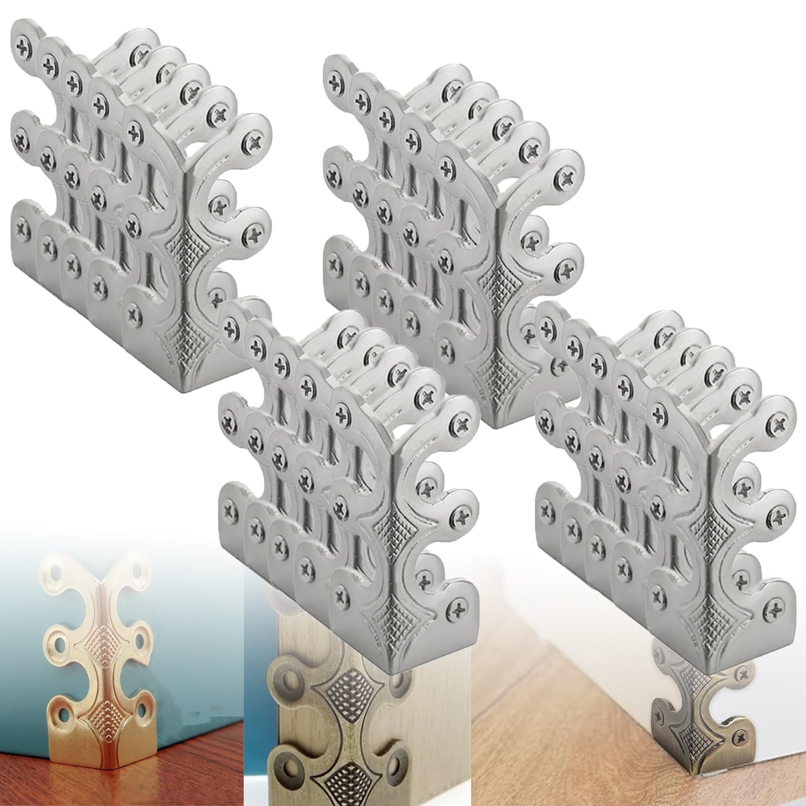 20PCS Solid Brass Baseboard Corner Protectors, Vintage Metal Corner ...