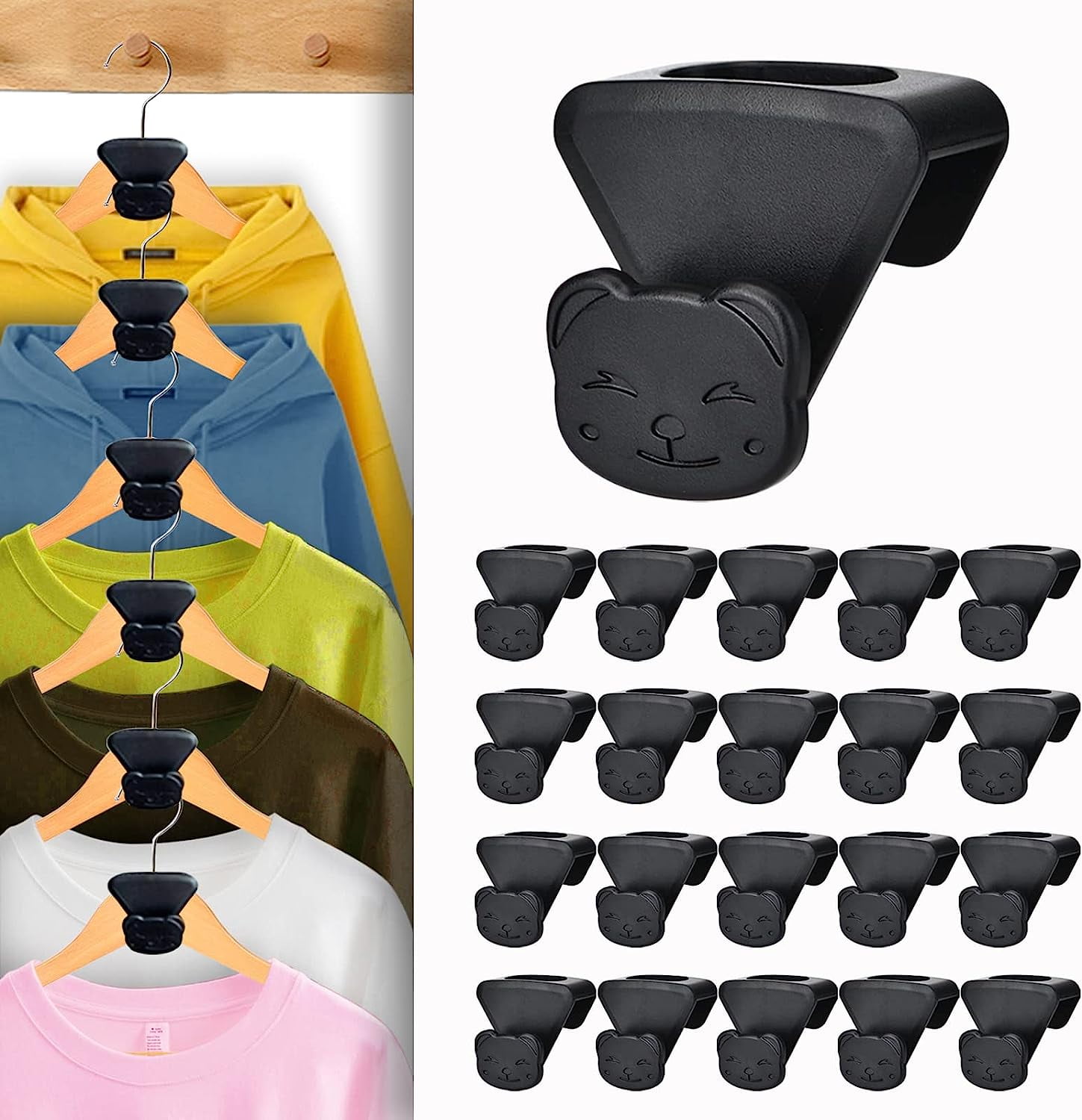 20PCS Space Saving for Hangers, Space Savers Bear-Shaped with Triangles ...