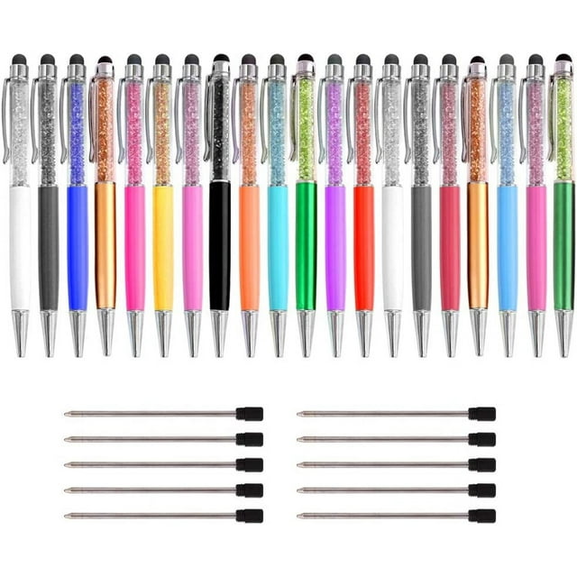 20PCS Stylus Pens, 2 in 1 Crystal Stylus and Ballpoint Pens, Universal ...
