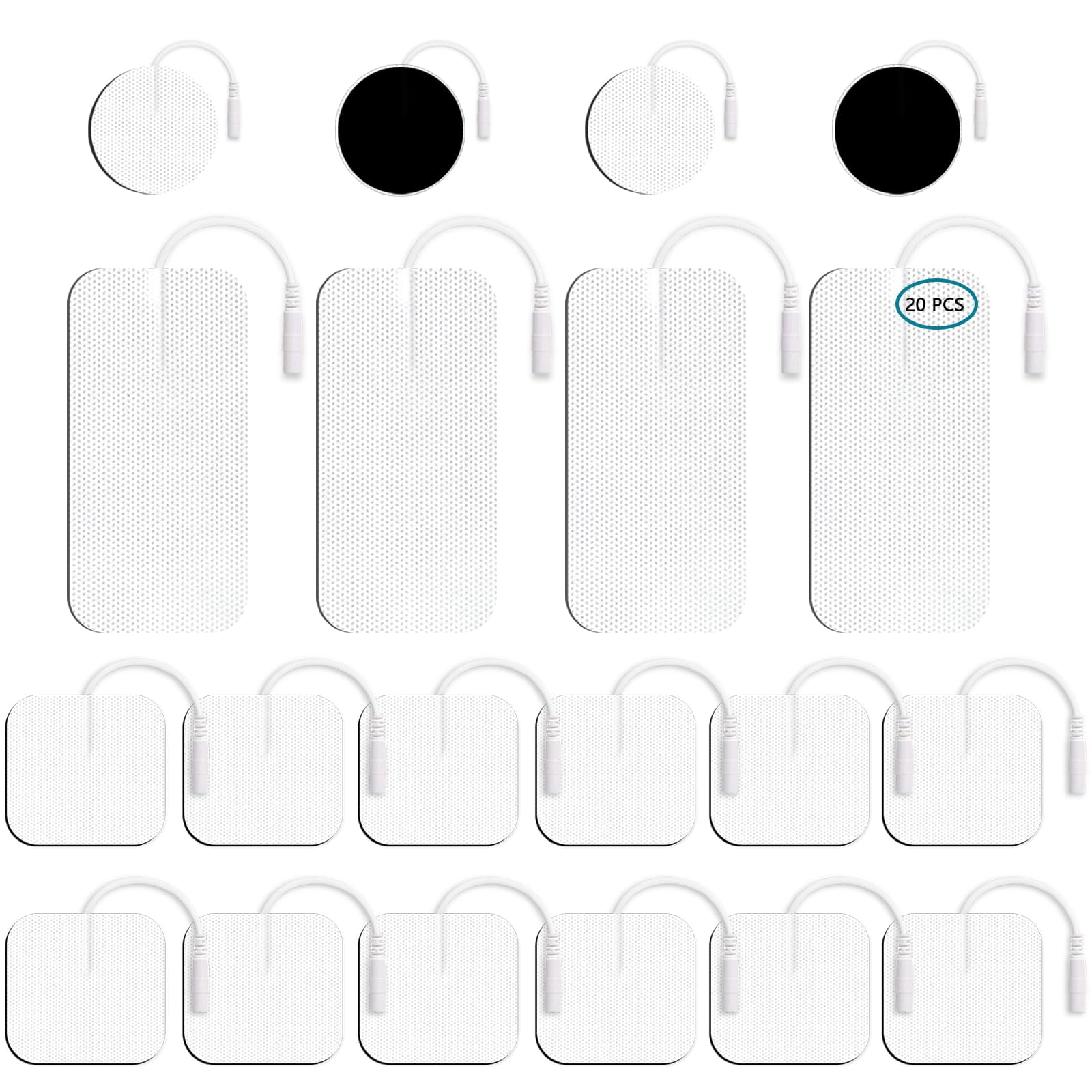 20PCS Tens Unit Electrode Pads, Multiple Sizes Electrodes for TENS Unit ...