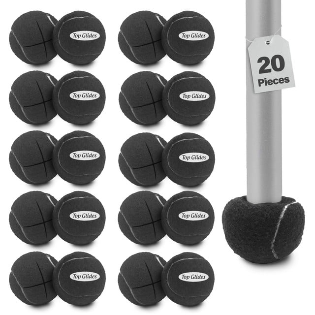 20PCS Top Glides Pre-cut Walker Tennis Ball Glides - 10 Pairs (Black ...