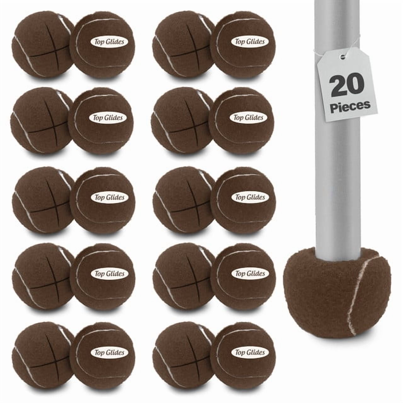 20PCS Top Glides Pre-cut Walker Tennis Ball Glides - 10 Pairs (Brown ...