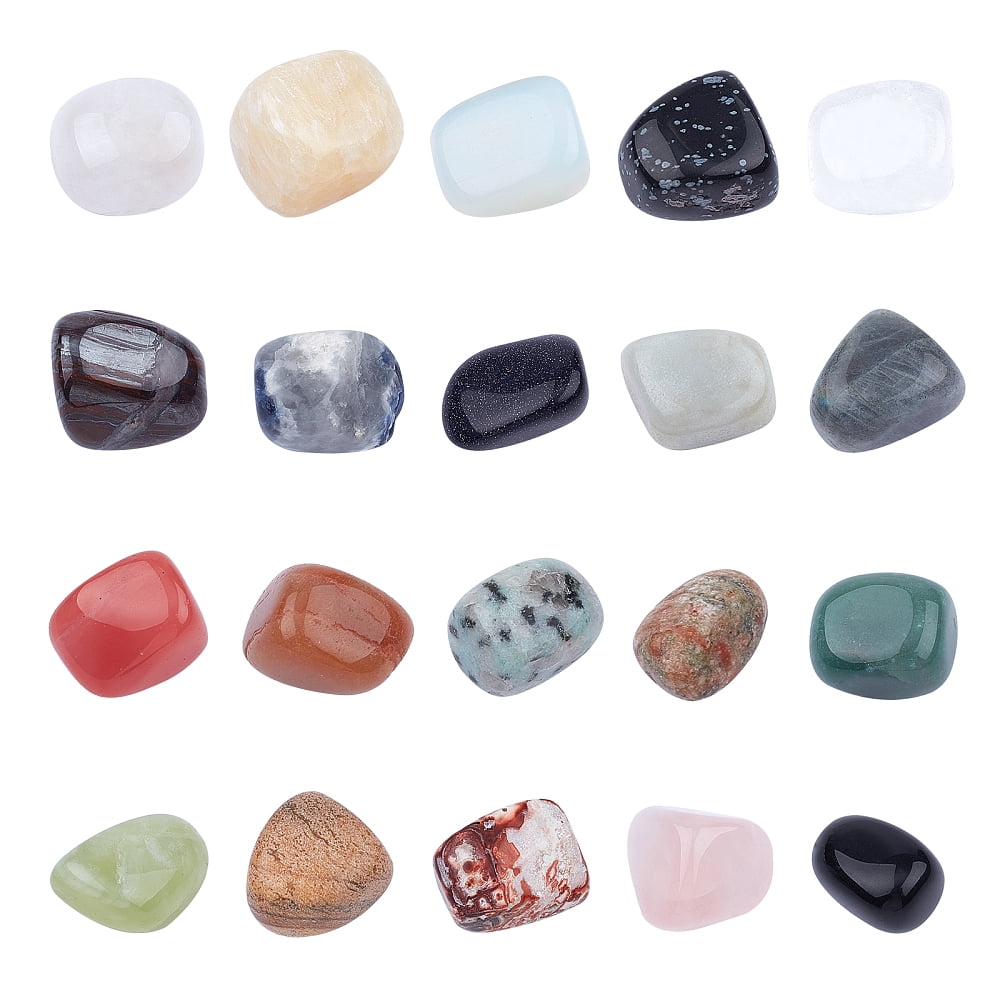 20PCS Tumbled Stone Beads Quartz Undrilled Natural Jade Nuggets Crushed ...