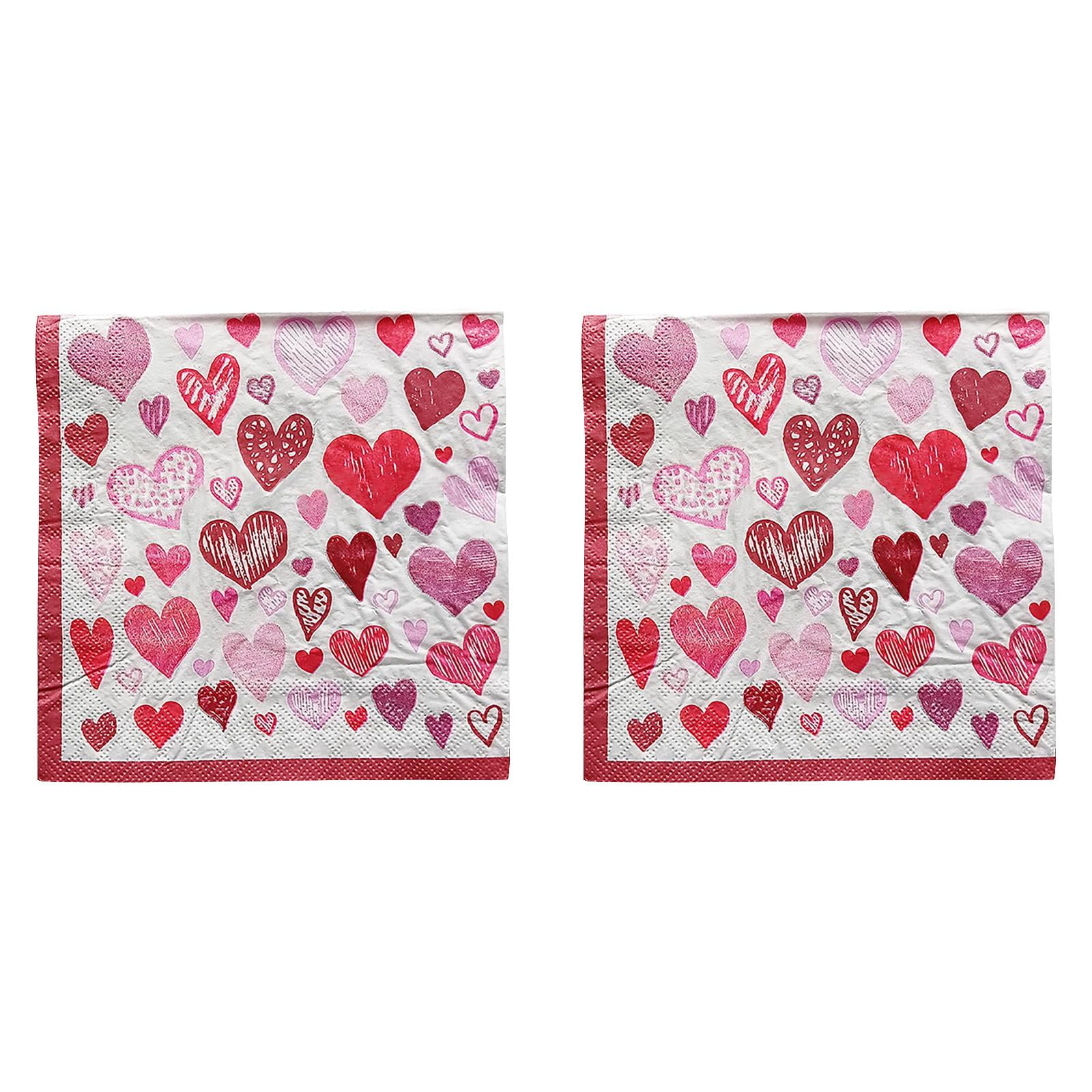 20PCS Valentine's Day Colorful Paper Napkins Table Decoration Heart ...