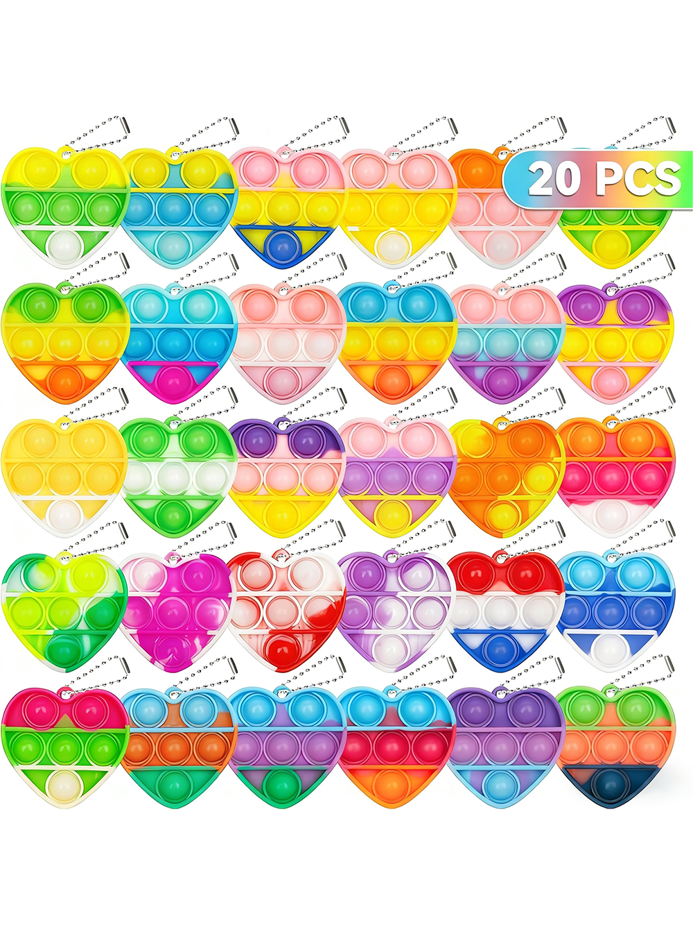 20PCS Valentine's Pop Fidget Toys, Pop Fidget Toys for Valentine's ...