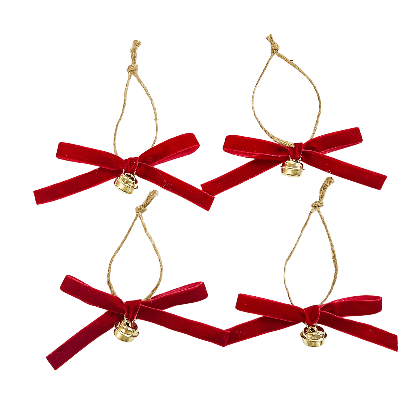 20PCS Velvet Bows with Bell Ornaments, Christmas Tree Bow Bell Ornament ...