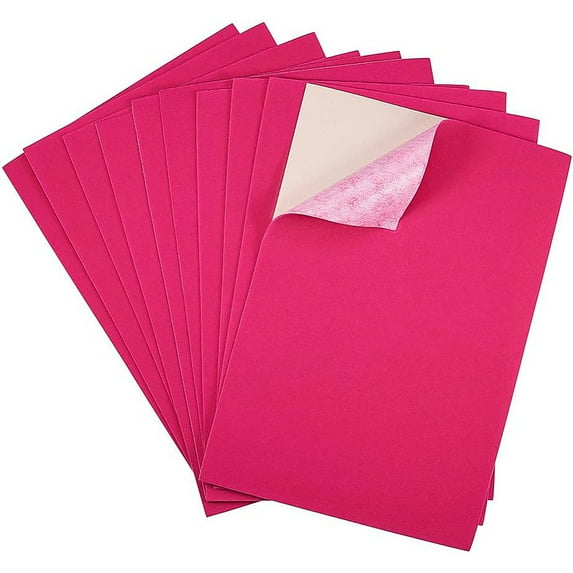 20PCS Velvet (DeepPink) Fabric Sticky Back Adhesive Back Sheets A4 ...