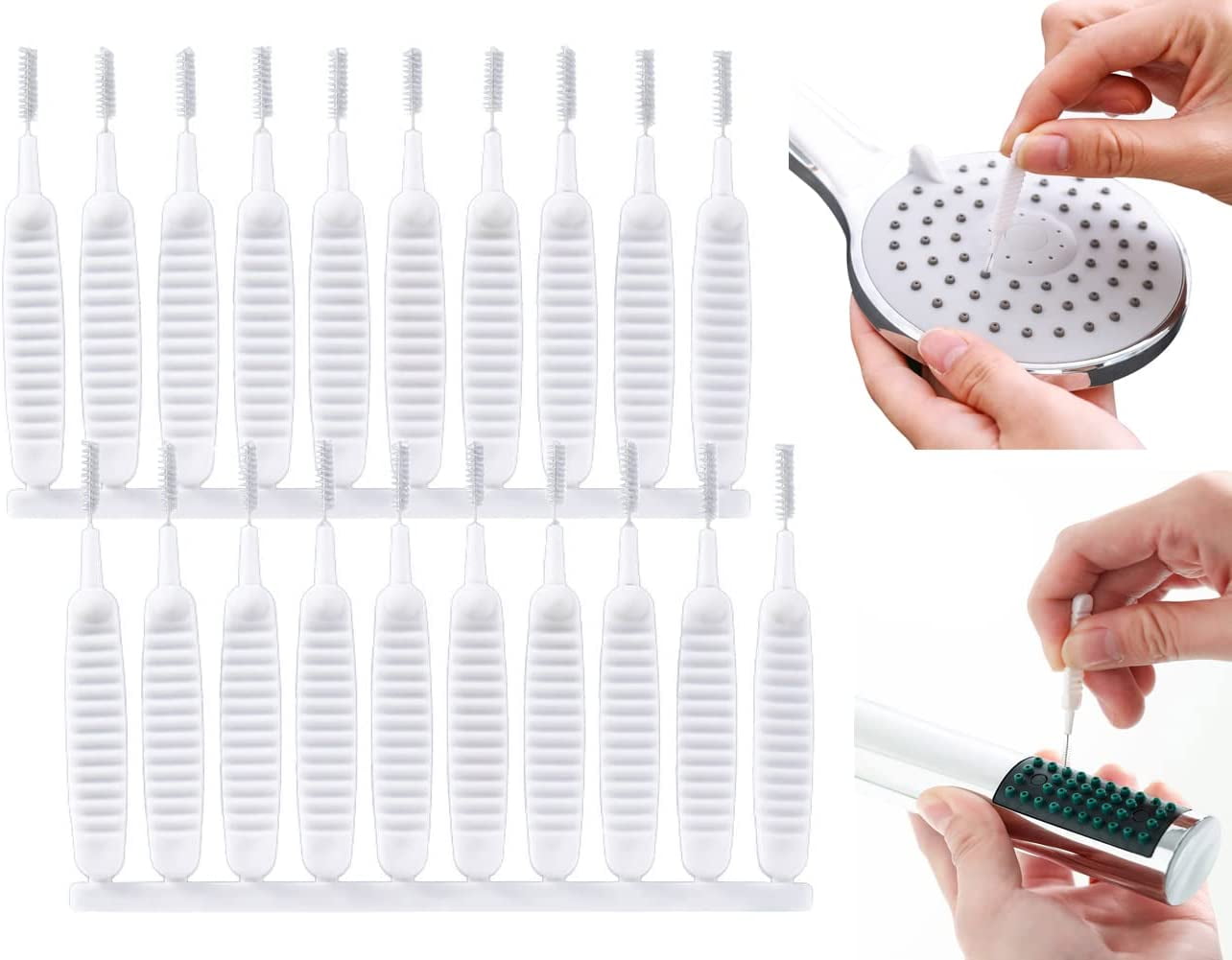 20PCS White Nylon Mini Shower Head Cleaning Brush Anti-Clogging Shower ...